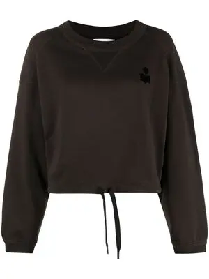 MARANT ETOILE Margo Flocked-logo Sweatshirt - Black
