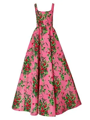 Carolina Herrera Women's Sleeveless Floral Scoopneck Gown - Flamingo Multi  - Flamingo Multi