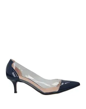 GIANVITO ROSSI Coral Leather Pumps - Midnight Blue