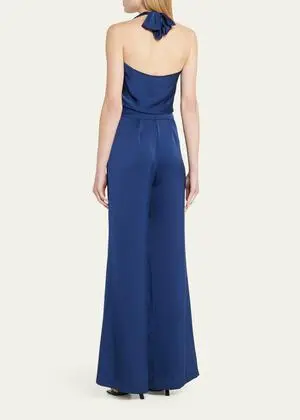 Ramy Brook Harriet Satin Halter Jumpsuit