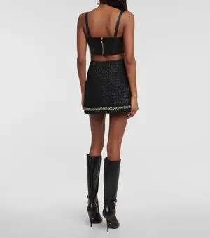 Versace Embellished Metallic Tweed Miniskirt