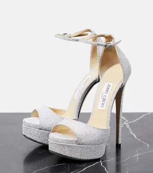 JIMMY CHOO Max 150 Glitter Platform Sandals
