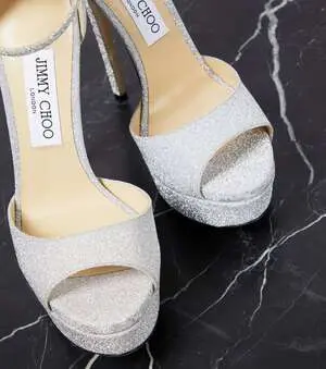 JIMMY CHOO Max 150 Glitter Platform Sandals