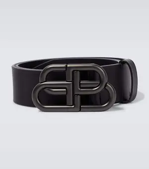 Balenciaga Bb Logo Leather Belt - Black