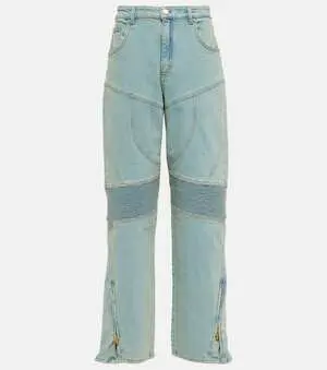 Blumarine Paneled High-rise Wide Jeans