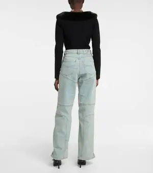 Blumarine Paneled High-rise Wide Jeans
