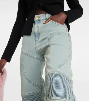 Blumarine Paneled High-rise Wide Jeans