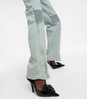 Blumarine Paneled High-rise Wide Jeans