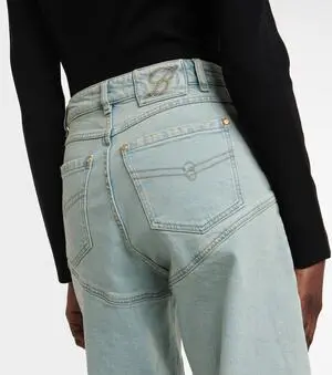 Blumarine Paneled High-rise Wide Jeans