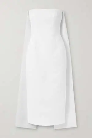 EMILIA WICKSTEAD Xanthe Strapless Cape-effect Cloqué Midi Dress - Ivory