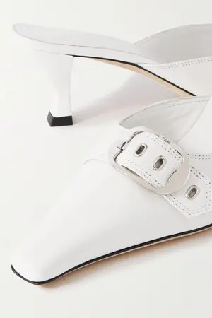 By Far Evelyn Buckled Leather Mules