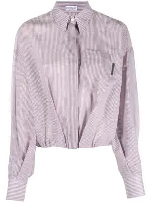 Brunello Cucinelli Vertical-stripe Long-sleeve Shirt