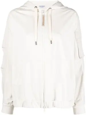 Brunello Cucinelli Jersey-knit Zipped Hoodie - Neutrals