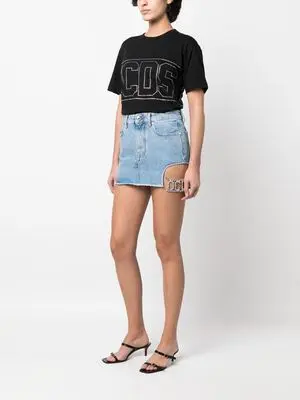 Gcds Cut-out Denim Mini Skirt