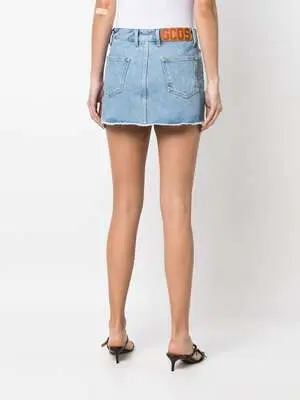 Gcds Cut-out Denim Mini Skirt