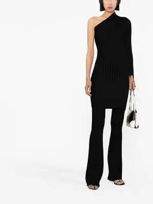 AERON One-shoulder Knitted Mini Dress - Brown