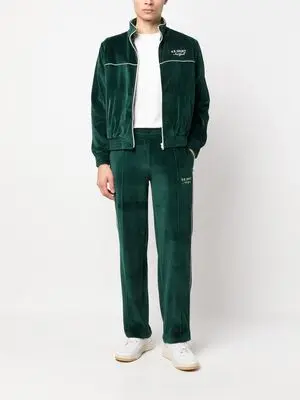 SPORTY & RICH Logo-embroidered Zipped Sweatshirt - Green