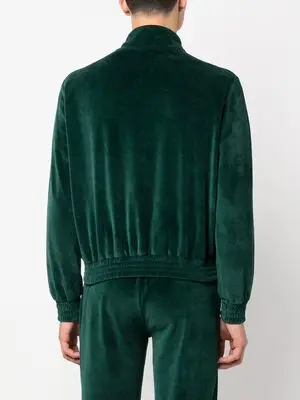 SPORTY & RICH Logo-embroidered Zipped Sweatshirt - Green