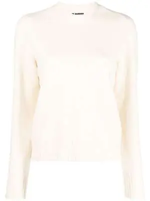 JIL SANDER Wool Crew Neck Jumper - White