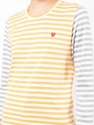Play Comme Des Garcon Bi-colour Long-sleeve T-shirt - Yellow