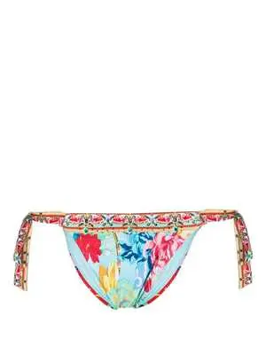 Camilla Floral-print Bikini Bottoms - Green