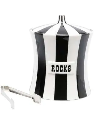 Jonathan Adler Striped Ceramic Ice Bucket - Black