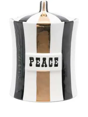 Jonathan Adler Peace Striped Canister - White