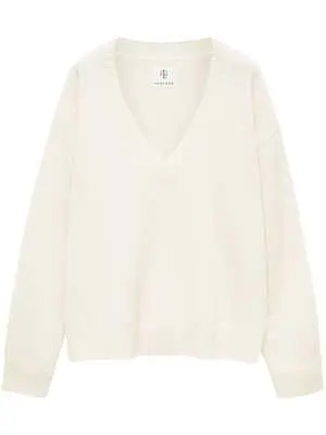 ANINE BING Lee V-neck Cashmere Jumper - White