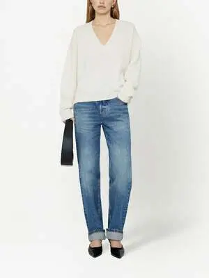 ANINE BING Lee V-neck Cashmere Jumper - White