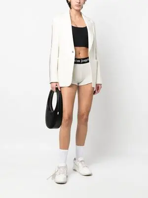 Palm Angels Logo Waistband Bouclé Knitted Shorts