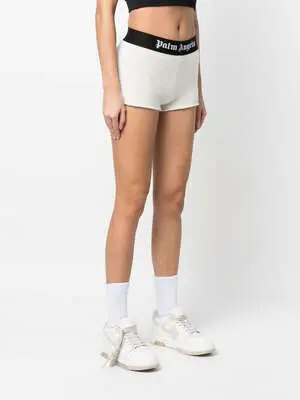 Palm Angels Logo Waistband Bouclé Knitted Shorts
