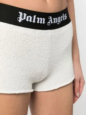Palm Angels Logo Waistband Bouclé Knitted Shorts