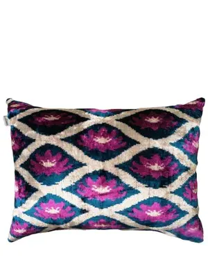 LES-OTTOMANS Jacquard Velvet Cushion - Pink