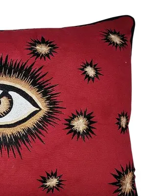 LES-OTTOMANS Eye-motif Embroidered Cushion