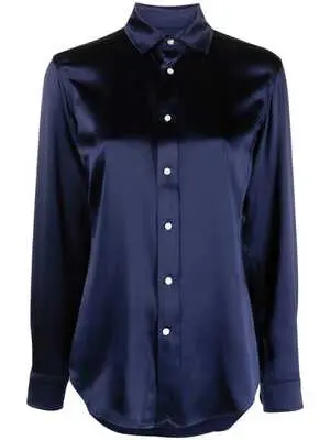 Ralph Lauren Long-sleeved Silk Shirt - Blue