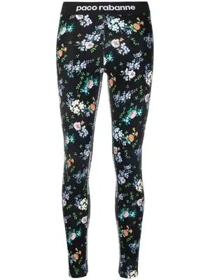 Rabanne Logo-waist Floral-print Leggings