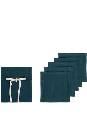 ONCE MILANO Set Of Five Cocktail Napkins - Blue