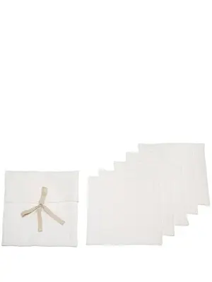 ONCE MILANO Set Of Five Cocktail Napkins - White
