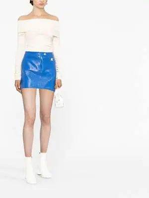 COURREGES Logo-patch Miniskirt - Blue