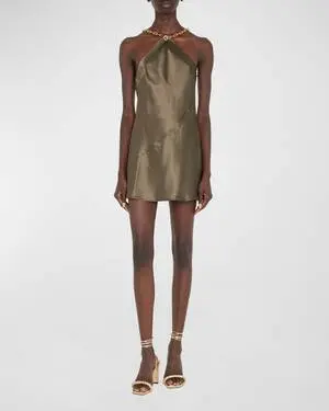 Cult Gaia Minna Chain-strap Satin Halter Mini Dress - Advieh