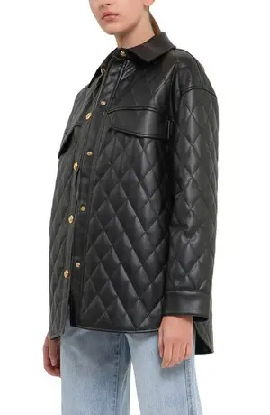 GREY LAB Oversize Quilted Faux Leather Jacket