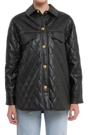 GREY LAB Oversize Quilted Faux Leather Jacket