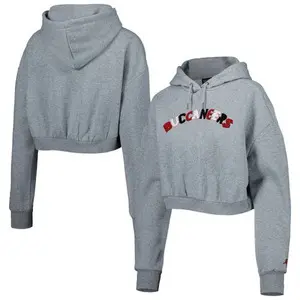 THE WILD COLLECTIVE Tampa Bay Buccaneers Cropped Pullover Hoodie - Gray