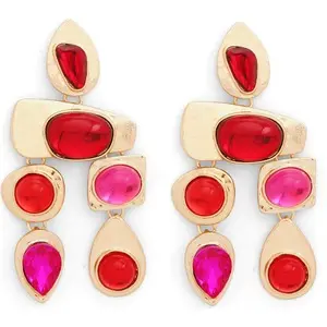 PETIT MOMENTS Resin Stone Drop Earrings - Raspberry