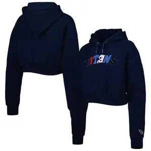 THE WILD COLLECTIVE Tennessee Titans Cropped Pullover Hoodie - Navy