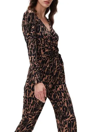 Diane Von Furstenberg Seoul Abstract Print Long Sleeve Jumpsuit