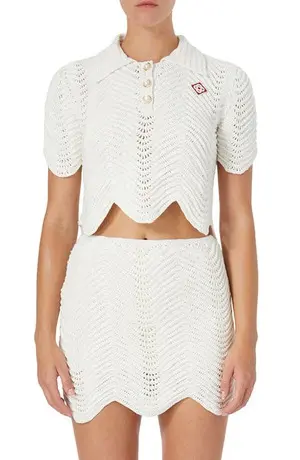 Casablanca Wavy Crochet Crop Top