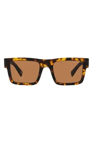 Prada Prada 52mm Rectangular Sunglasses Brown