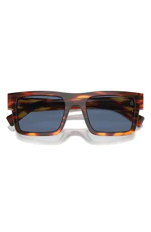 Prada 52mm Rectangular Sunglasses - Dark Blue