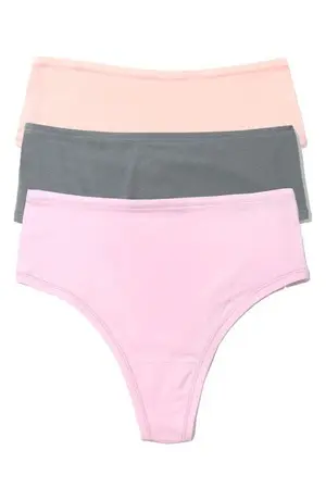 Hanky Panky Play Assorted 3-pack High Waist Thongs - Meadow/sweet Nothing/so Coal